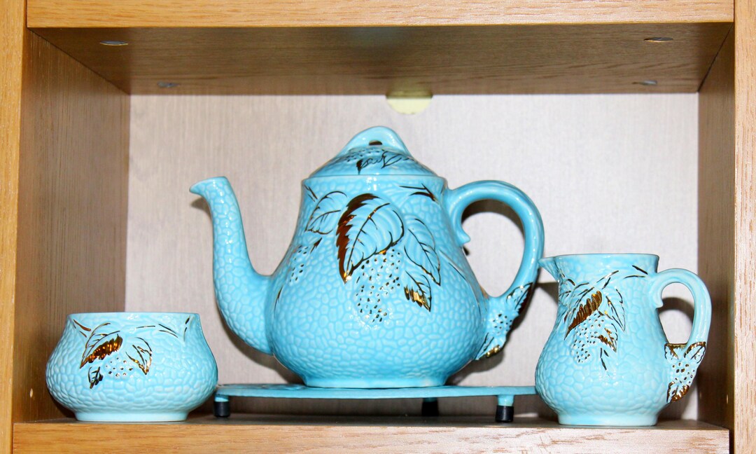 Mid Century Golden Turquoise Tea Set by Wade of Staffordshire, England ...