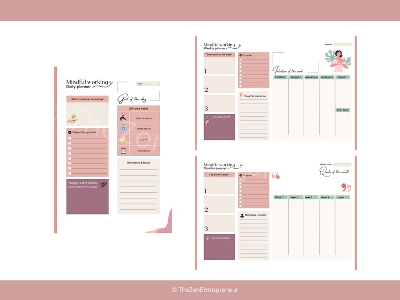 Mindful Working Planner Mindfulness Bundle Daily, Weekly, Monthly ...