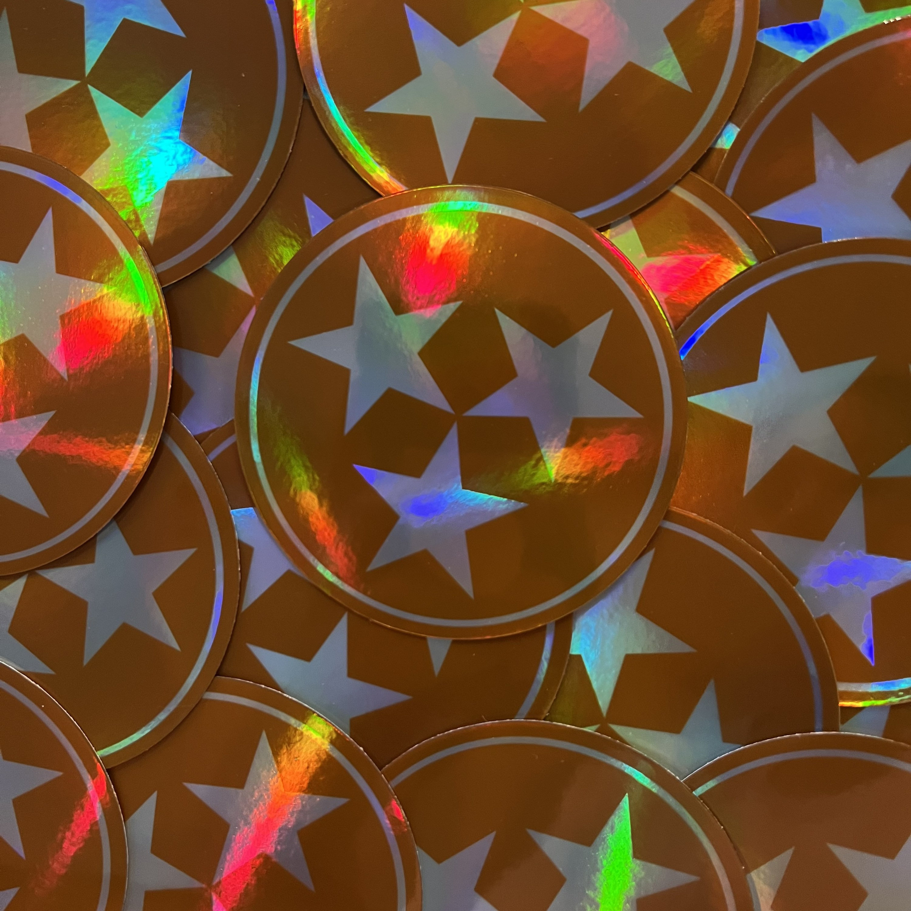 Orange Tri Star Holographic Sticker - Etsy