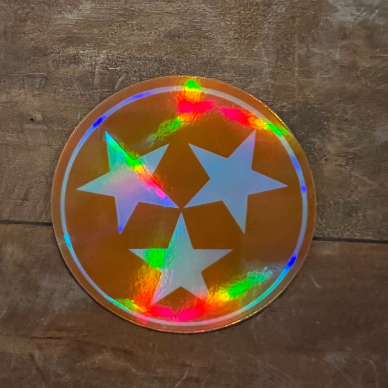 Orange Tri Star Holographic Sticker - Etsy