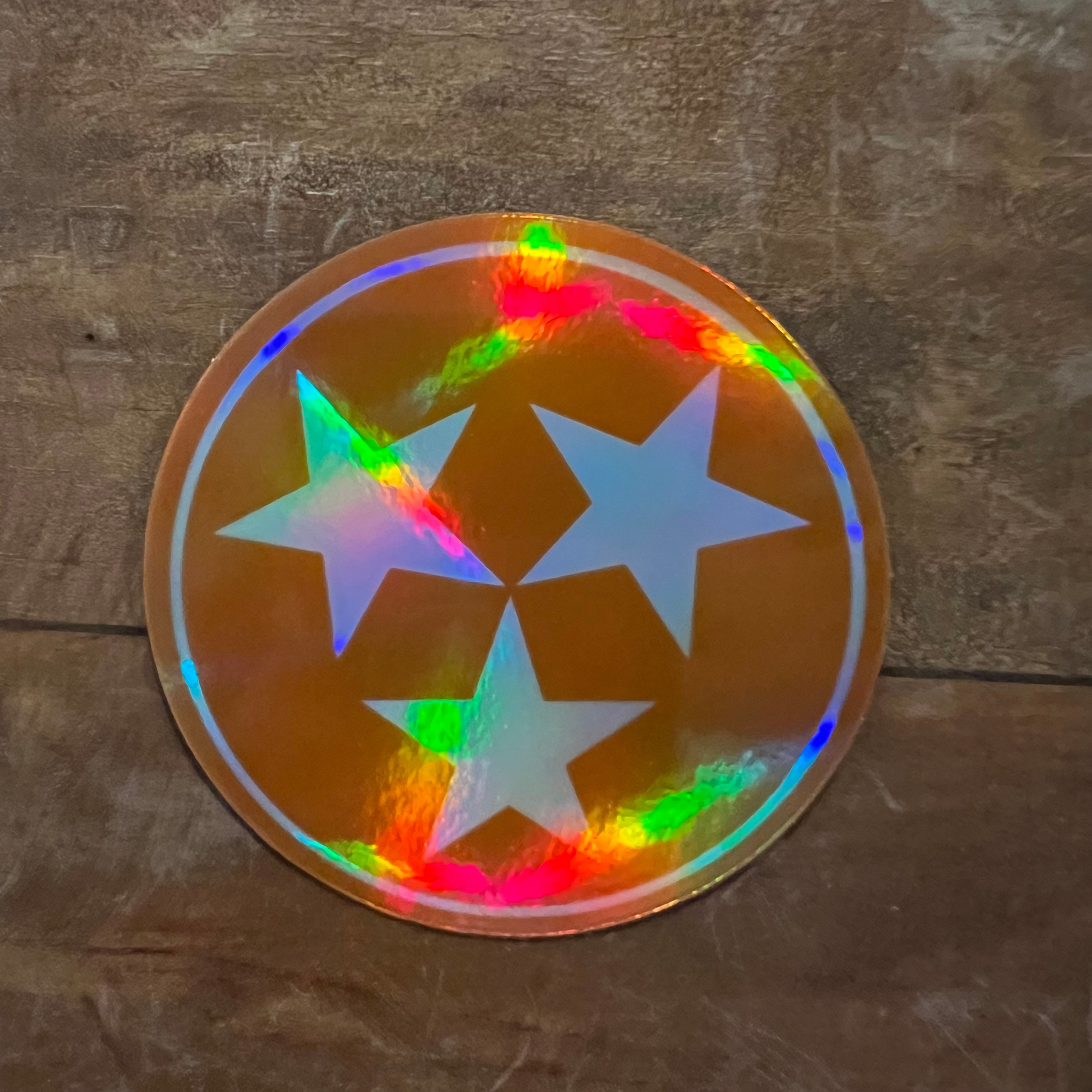 Orange Tri Star Holographic Sticker - Etsy