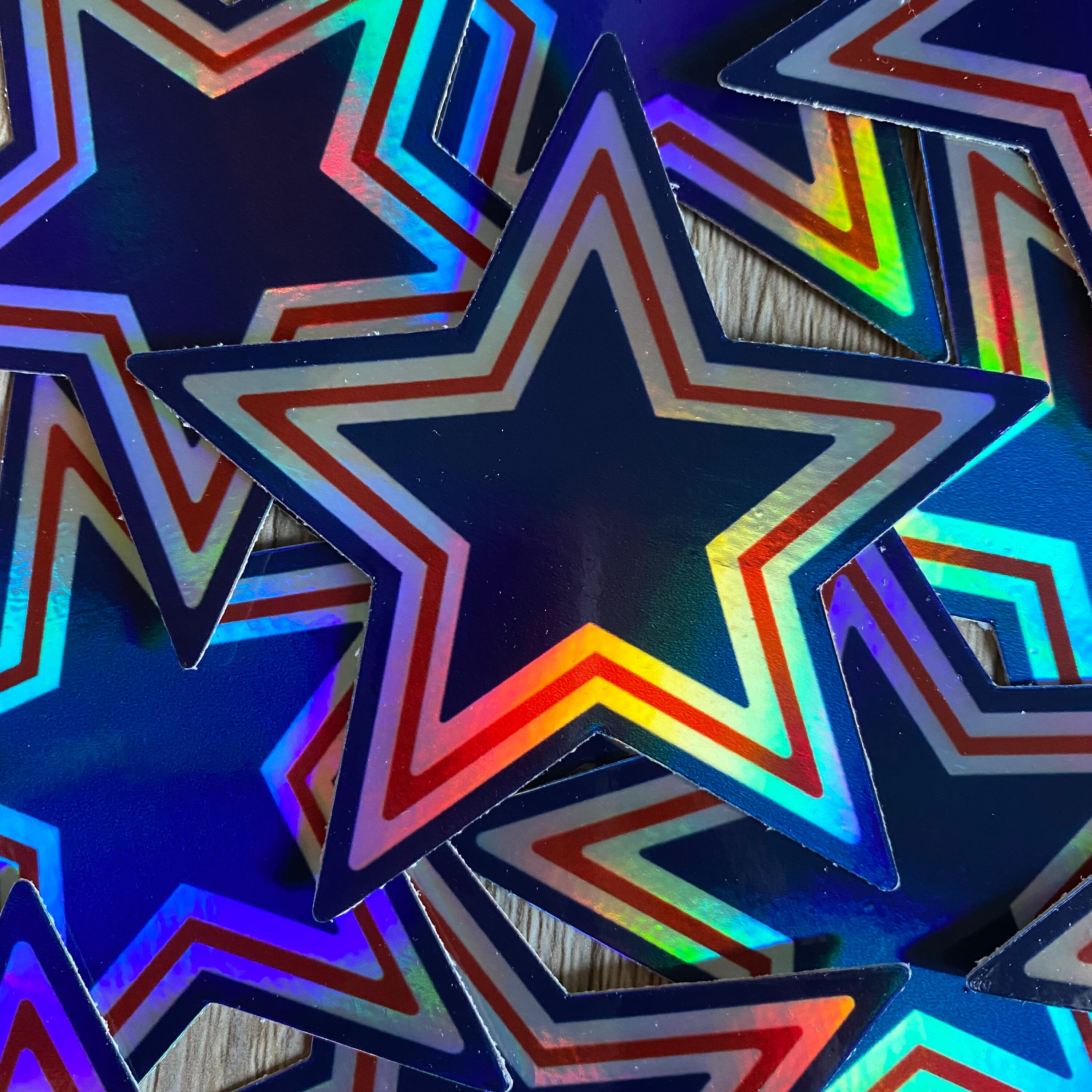 Red and Blue Holographic Star Sticker - Etsy