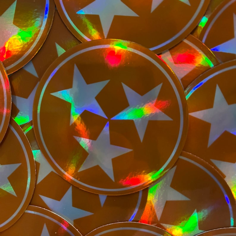 Orange Tri Star Holographic Sticker - Etsy