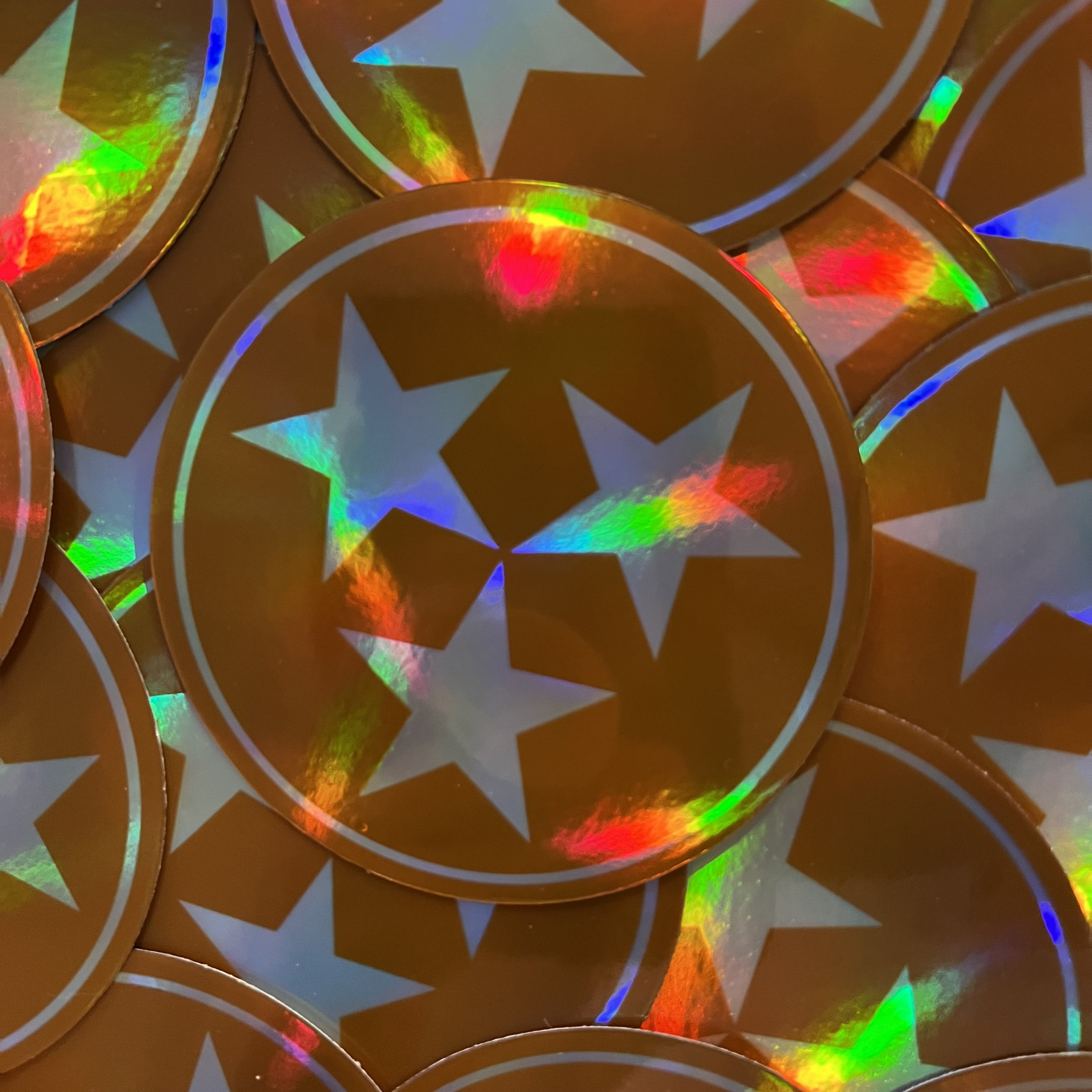 Orange Tri Star Holographic Sticker - Etsy