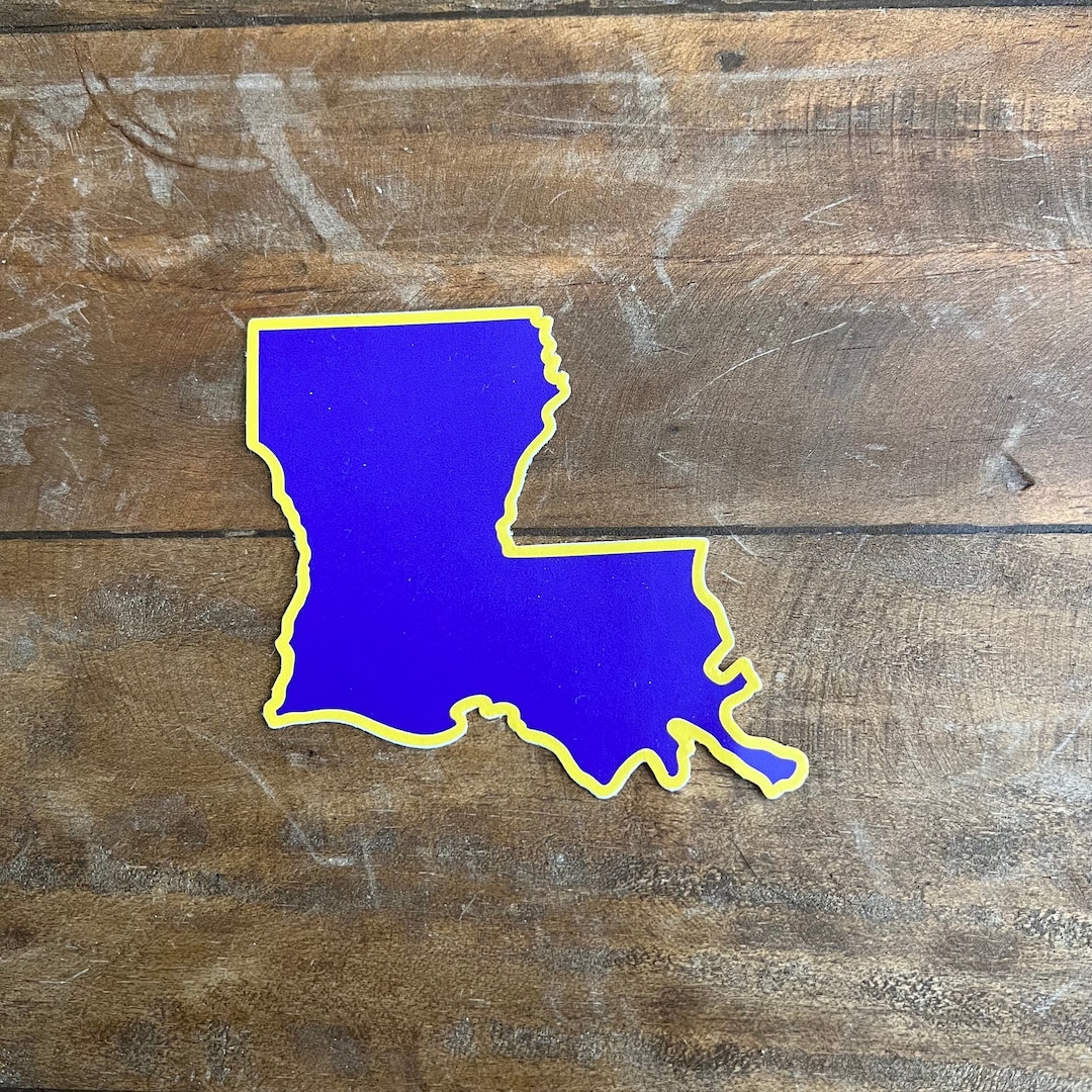 Louisiana State Sticker - Purple With Yellow - Etsy