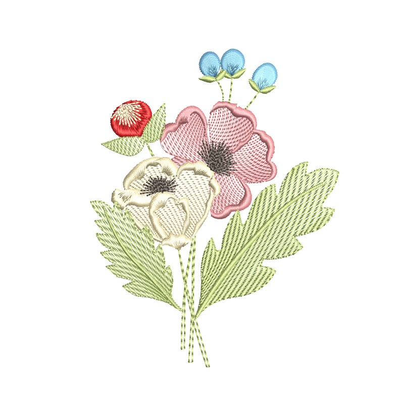 Flower Bouquet Machine Embroidery Design: Floral Garden Pattern ...