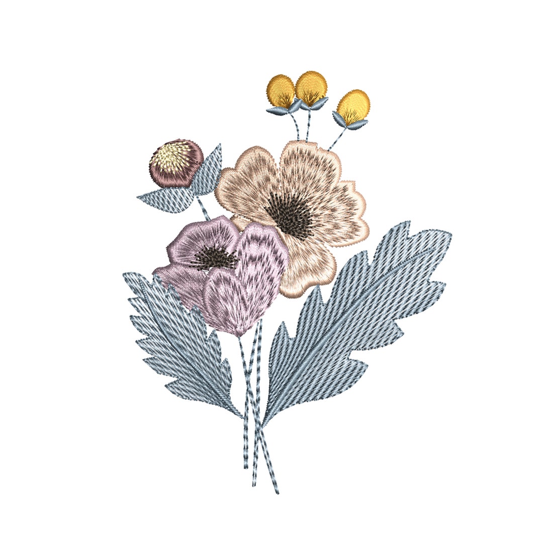 Flower Bouquet Machine Embroidery Design: Floral Garden Pattern ...