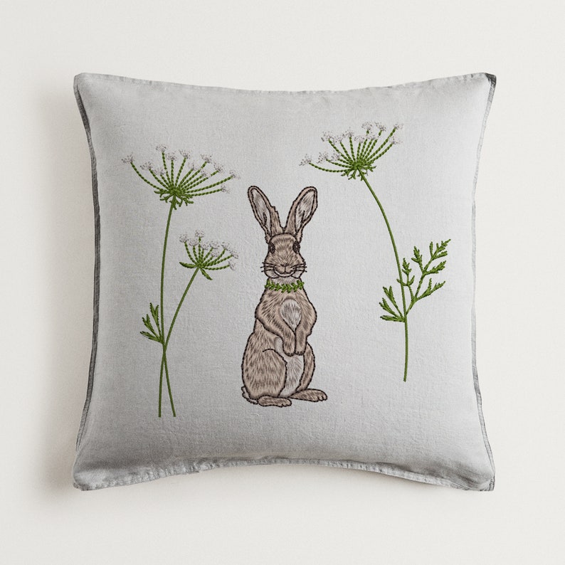 Easter Bunny Machine Embroidery Design Wild Flowers Spring | Etsy