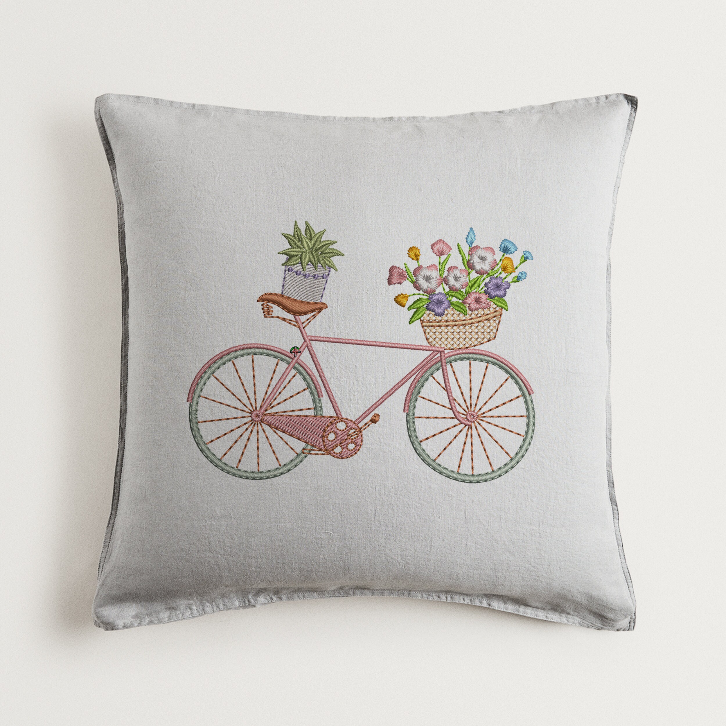 Spring Flower Bicycle Machine Embroidery Floral Botanical - Etsy