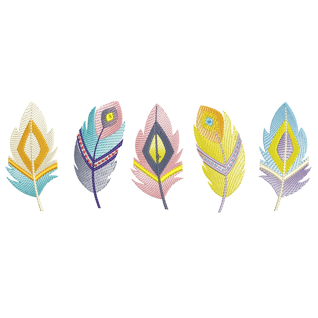 Feather Machine Embroidery Floral Bird Feathers Garden Pattern Instant ...