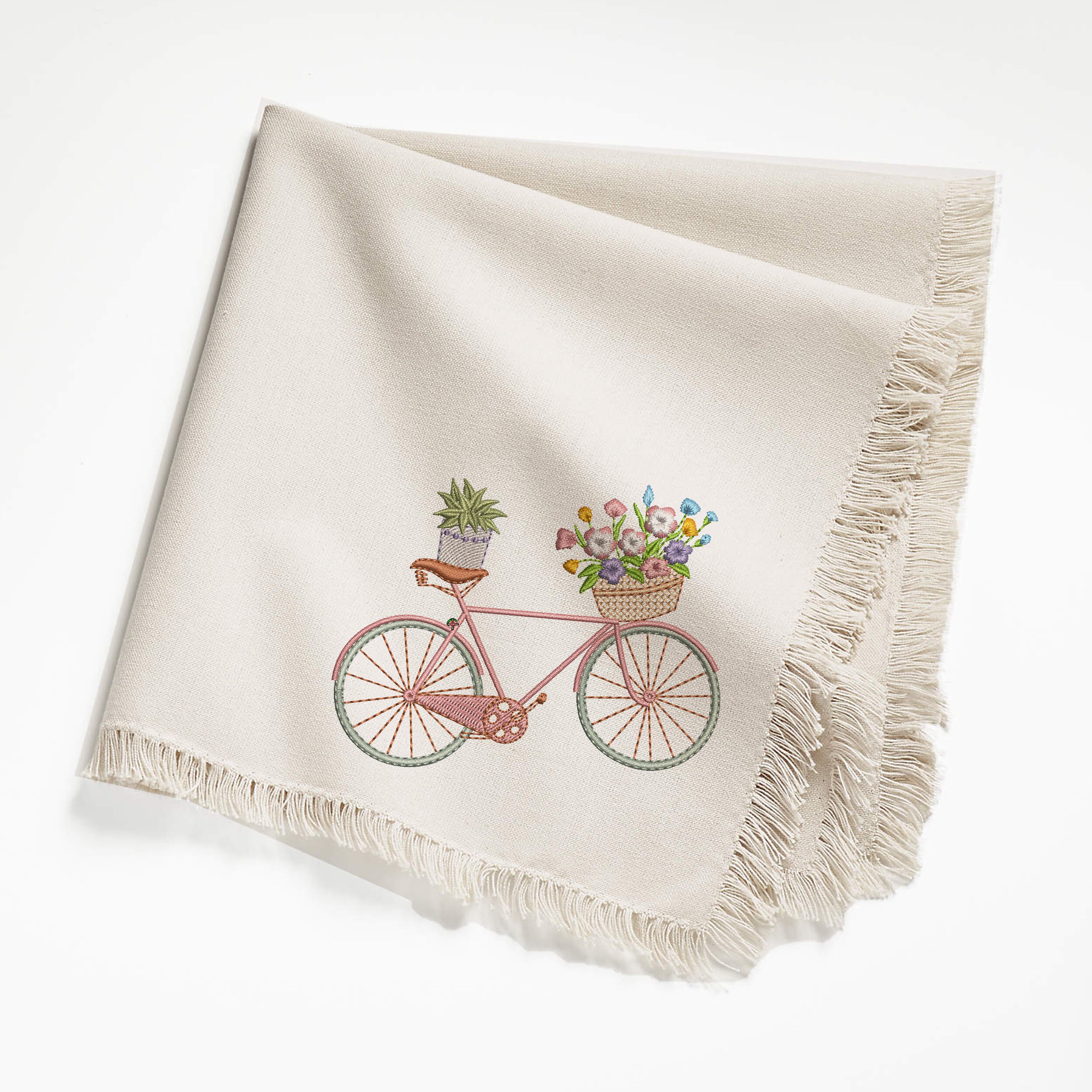 Spring Flower Bicycle Machine Embroidery Floral Botanical - Etsy