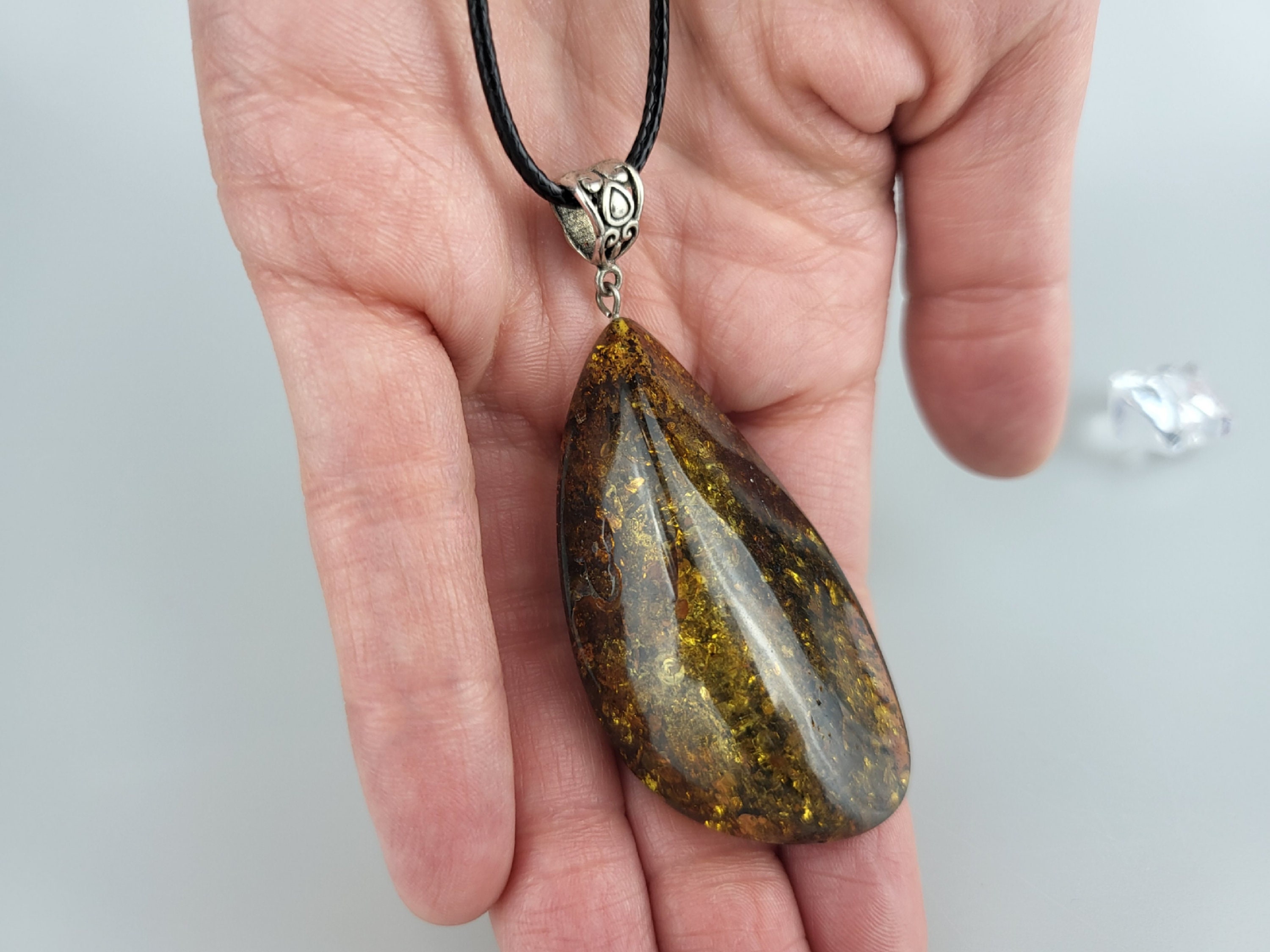 Green Amber Pendant, Natural Green Color, Beautiful Pendant, Natural ...