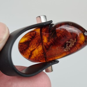 Raw Amber Ring, Big Gemstone Ring, Large Amber Jewerly Ring, Handmade ...