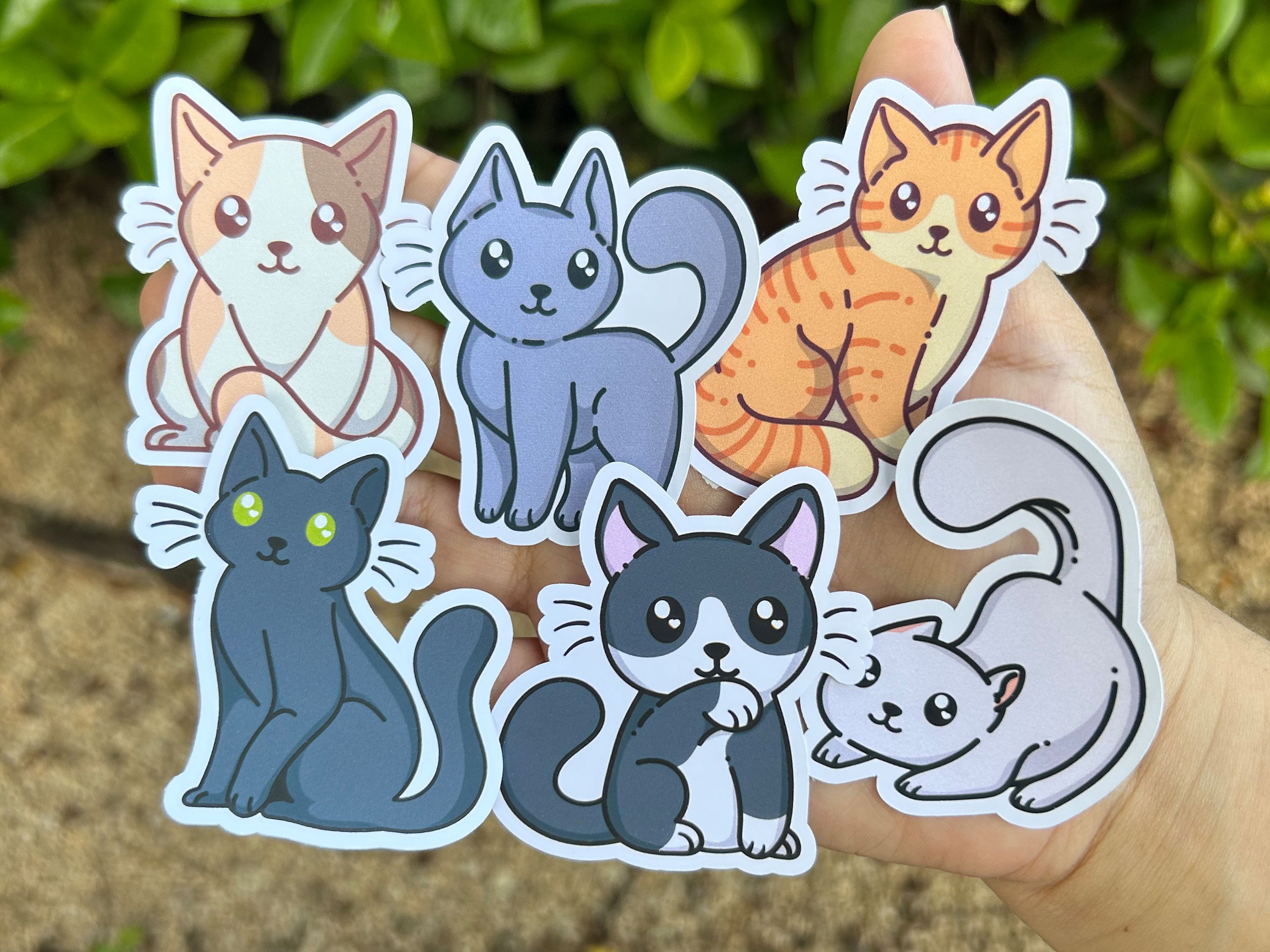 Cute Kawaii Cat Stickers Set of 6 High-quality Vinyl Stickers for ...