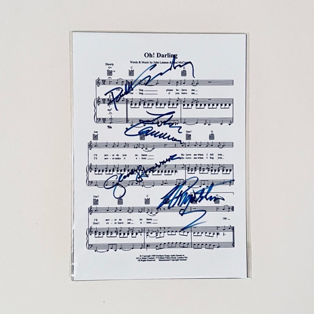 The Beatles Oh Darling Autographed A4 Sheet Music - Etsy