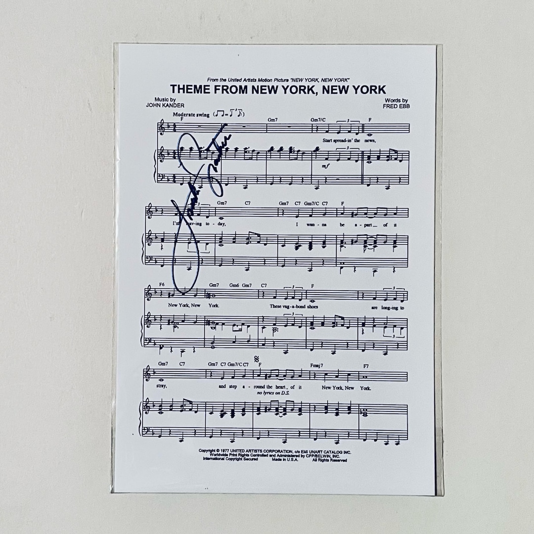 Frank Sinatra Theme From New York, New York Autographed A4 Sheet Music ...