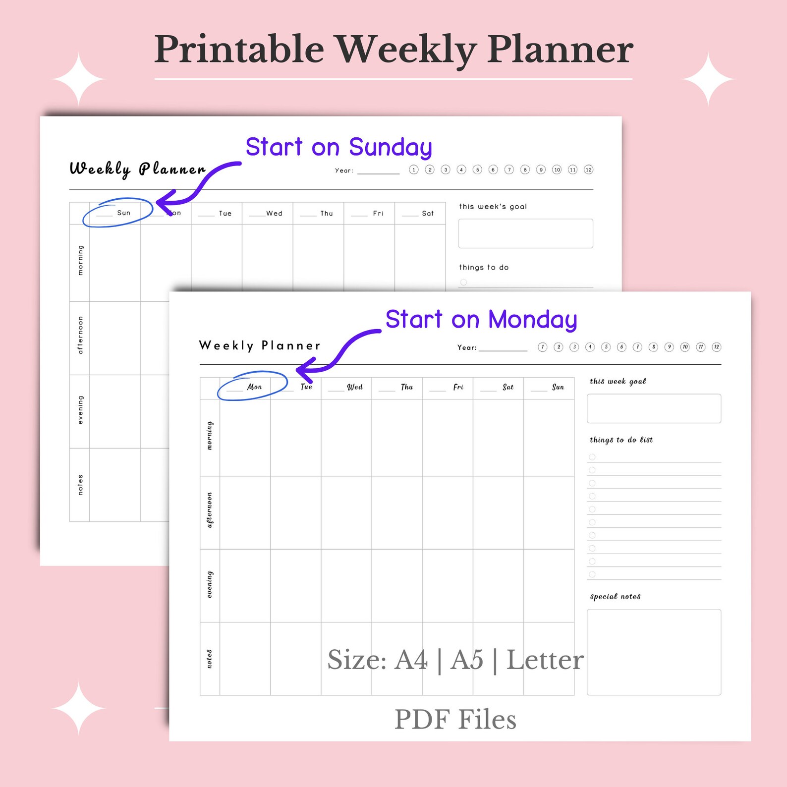 Minimalist Landscape Weekly Planner Printable - Simple and Elegant ...