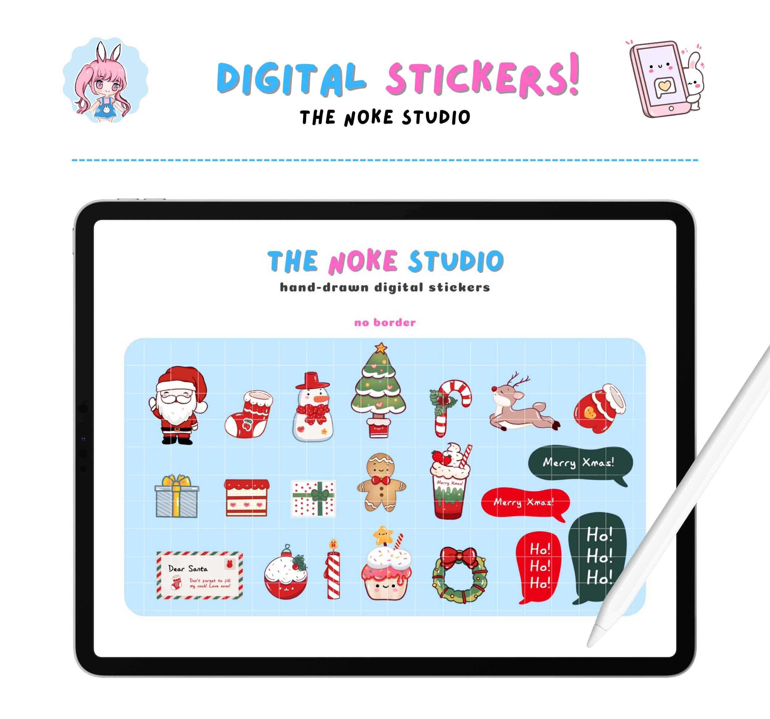 Cute Christmas Stickers Digital Christmas Stickers for - Etsy Canada