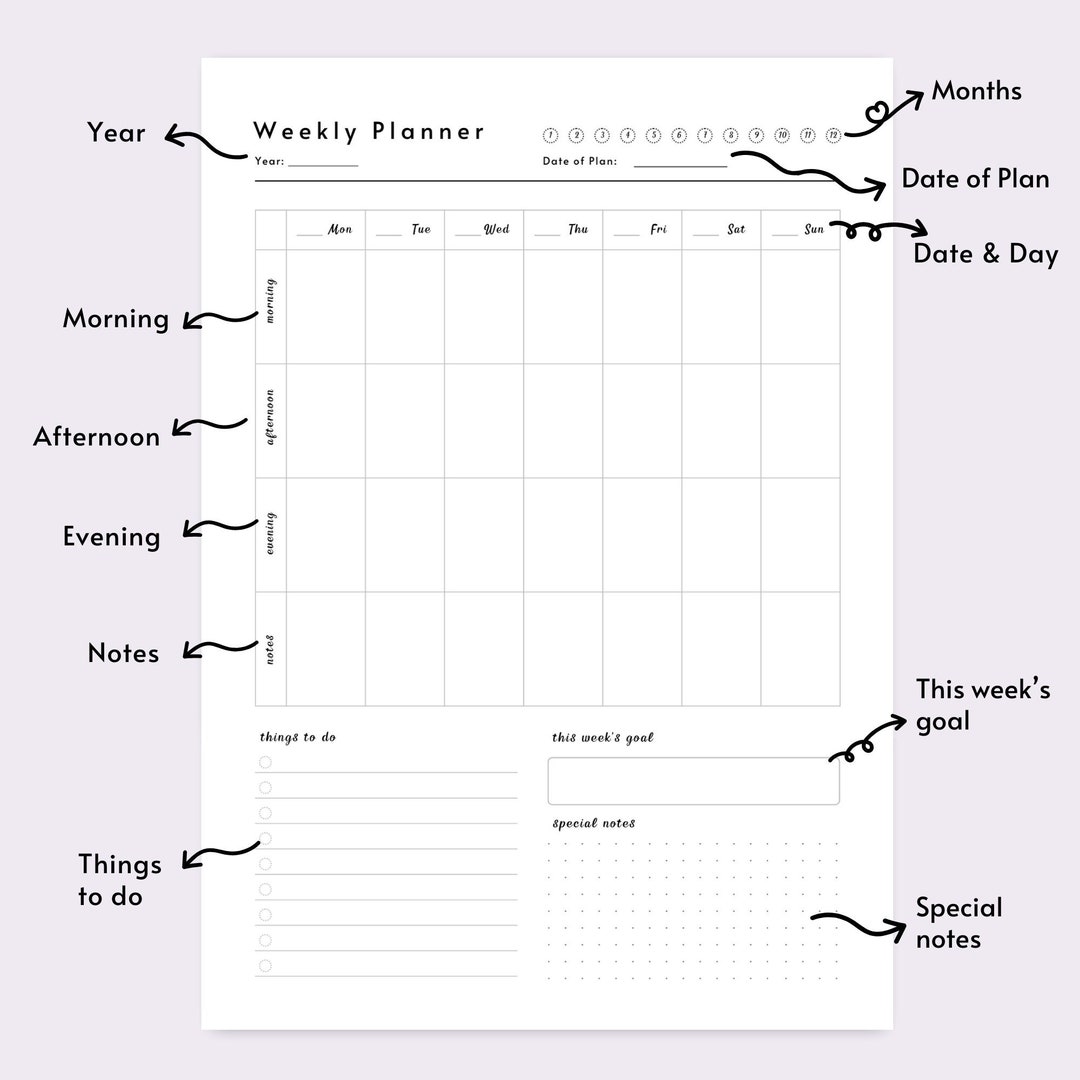Simple Serenity Weekly Planner - Printable Minimalist Organizer - Etsy
