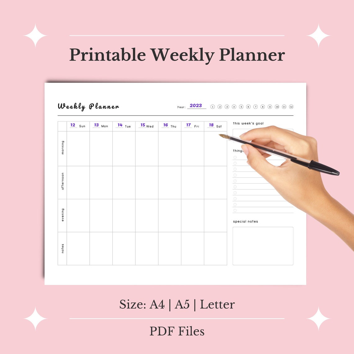 Minimalist Landscape Weekly Planner Printable - Simple and Elegant ...
