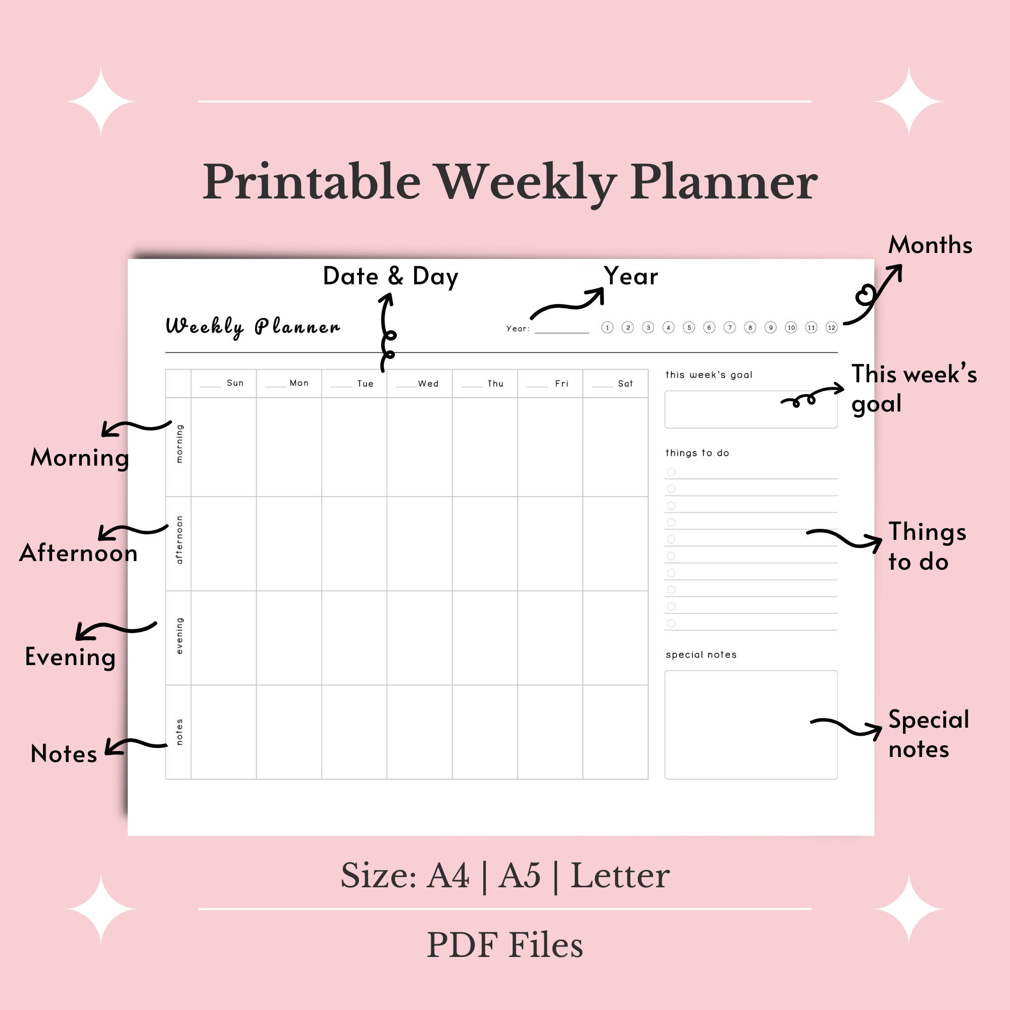 Minimalist Landscape Weekly Planner Printable - Simple and Elegant ...
