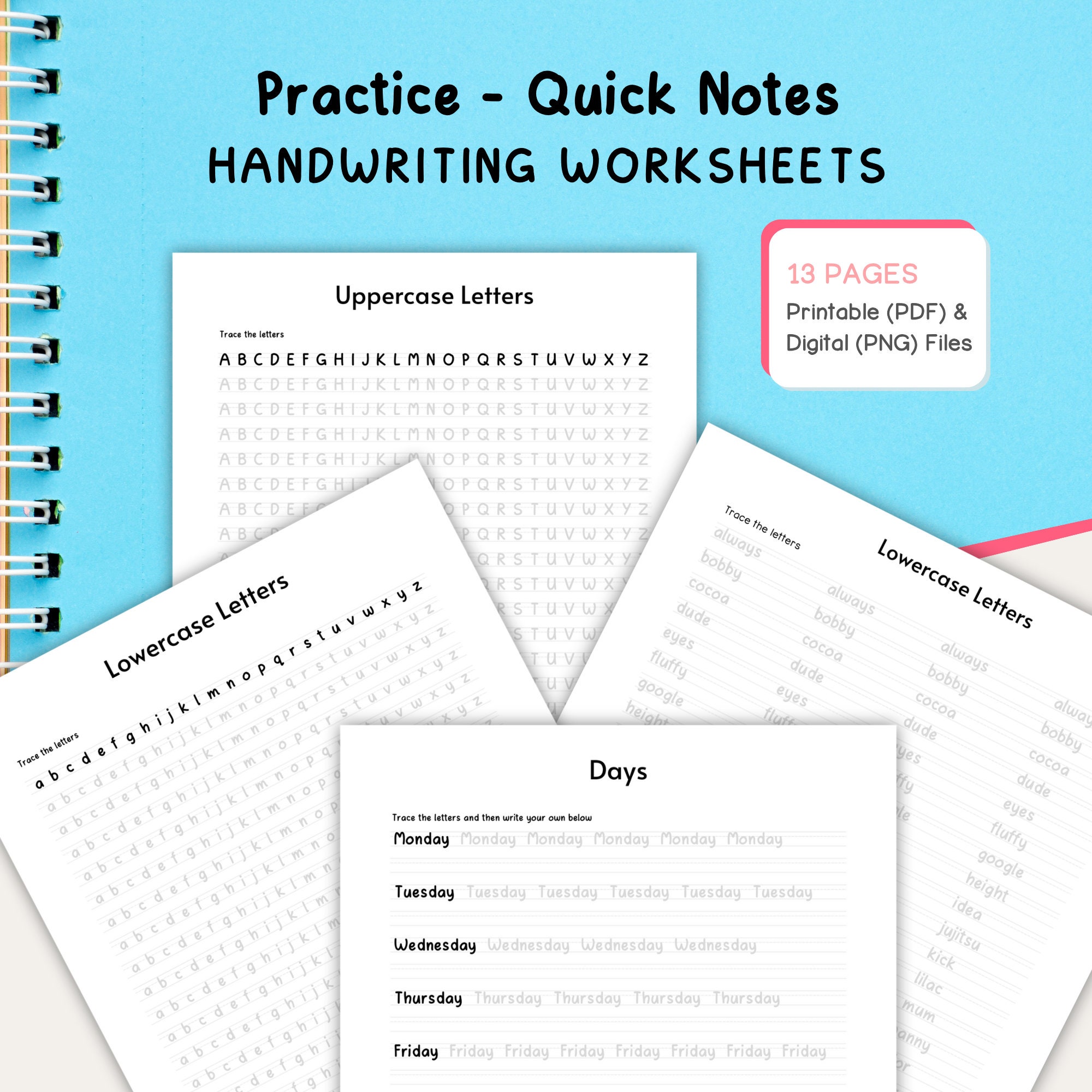 Quick Notes Handwriting Practice Printable Take Note Handwriting Sheets ...