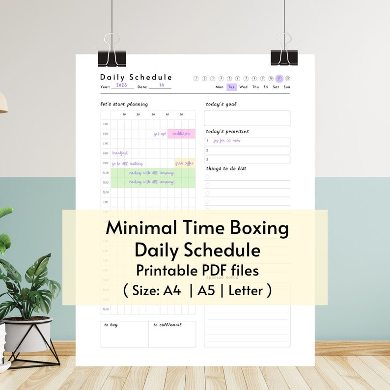 Minimal Daily Planner Time Boxing, Goals, and More - Etsy