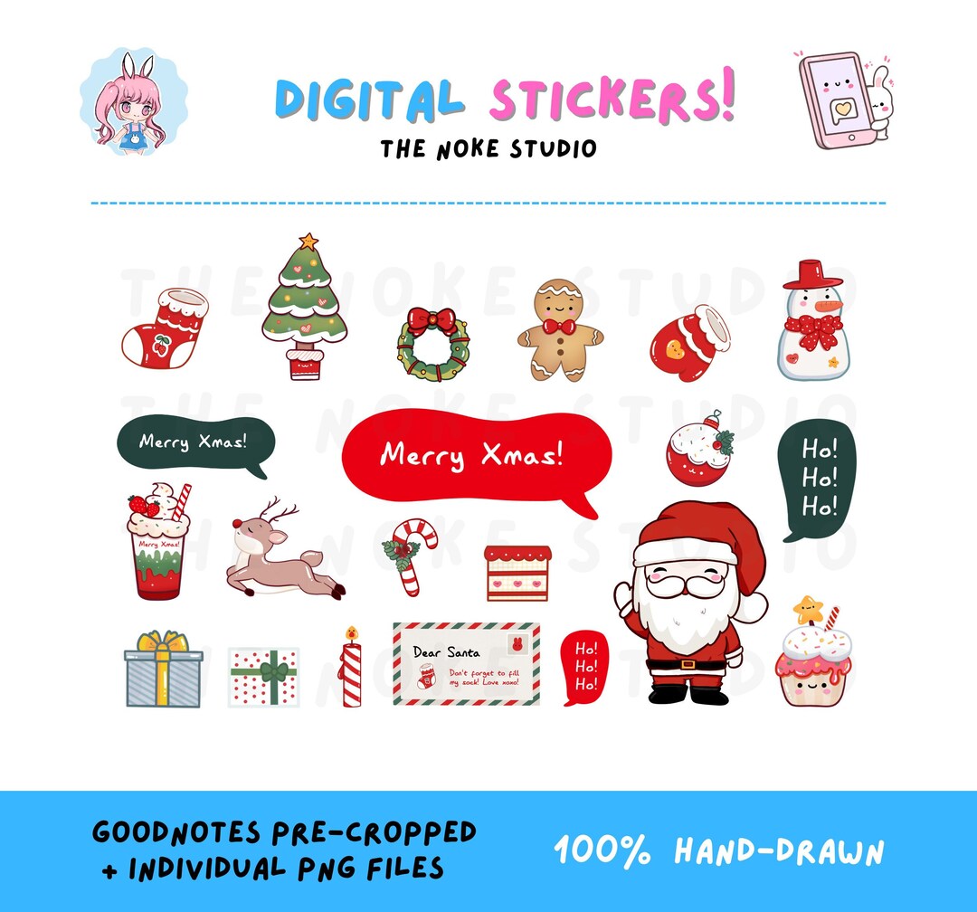 Cute Christmas Stickers Digital Christmas Stickers for - Etsy Canada