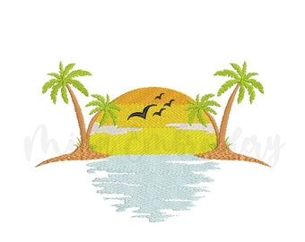 Palm Tree Embroidery Design, Summer Beach Embroidery Design, 6 Sizes ...