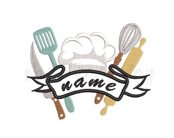 Kitchen Utensils Split Embroidery Design, Baking Tools Flower ...