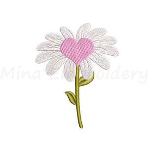 Daisy Heart Flower Embroidery Design: 4 Sizes (instant Download) - Etsy