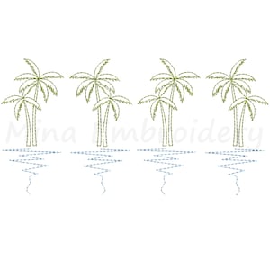 Palm Trees Embroidery Design: Summer Beach Line Art (instant Download ...