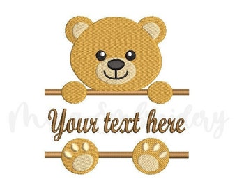Split Bear Embroidery Design, Teddy Bear Embroidery Design, Animal ...