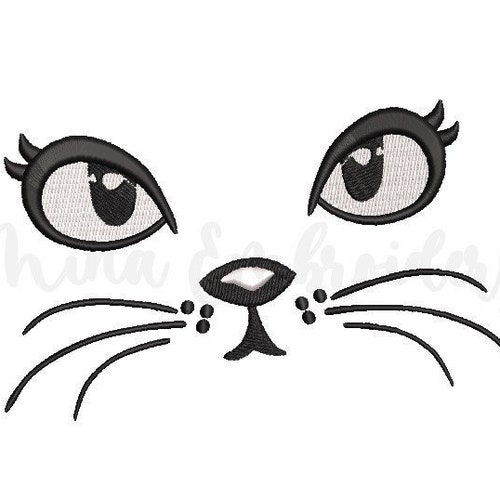 Cat Face Machine Embroidery Design Pet Embroidery Cute Cat - Etsy