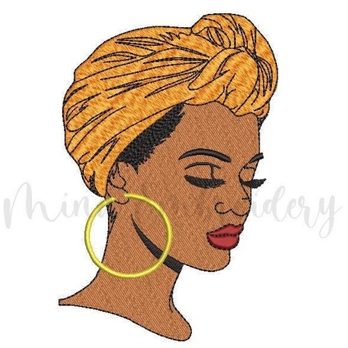 African Woman Machine Embroidery Design 6 Sizes - Etsy