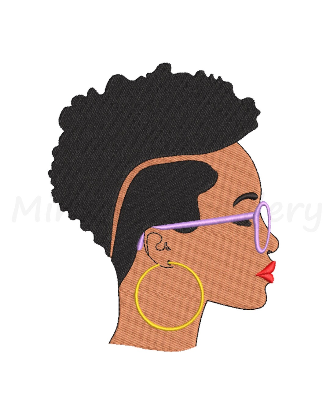 Cool Afro Woman Embroidery Design, Afro Face Embroidery Design, Machine ...