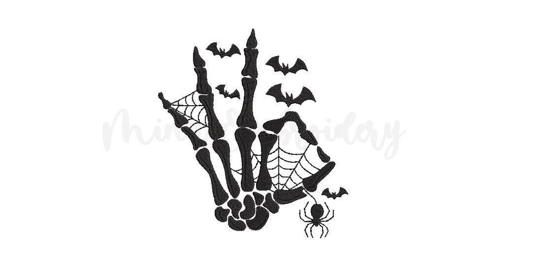 Skeleton Hand Embroidery Design, Halloween Embroidery Design, Machine ...