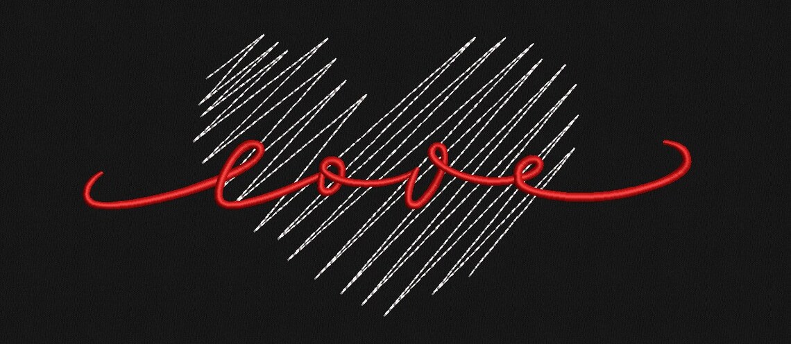 Love Heart Embroidery Design, Heart Line Art Embroidery Design, Machine ...