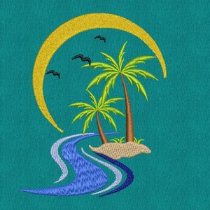 Palm Tree Embroidery Design: Summer Beach Scene (5 Sizes) (instant ...