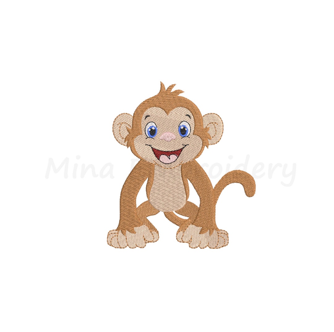 Baby Monkey Embroidery Design, Animal Embroidery Design, Machine ...
