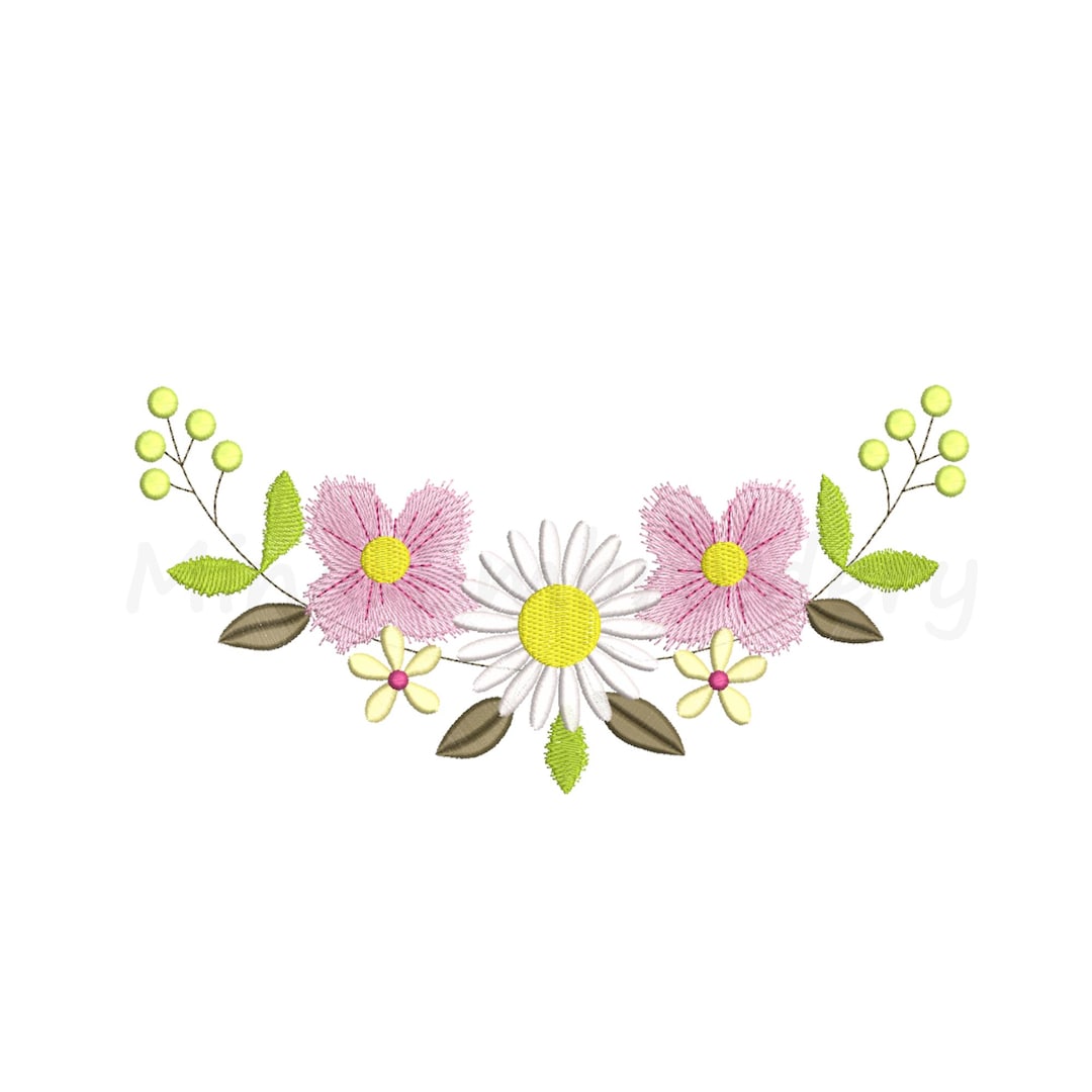 Flower Frame Embroidery Design: Half Floral Border (instant Download ...