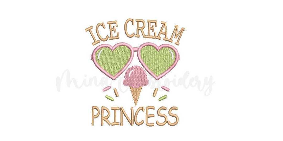 Ice Cream Princess Embroidery Design, Summer Embroidery Design, Animal ...