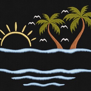 Split Summer Beach Embroidery Design, Palm Tree Embroidery Design ...