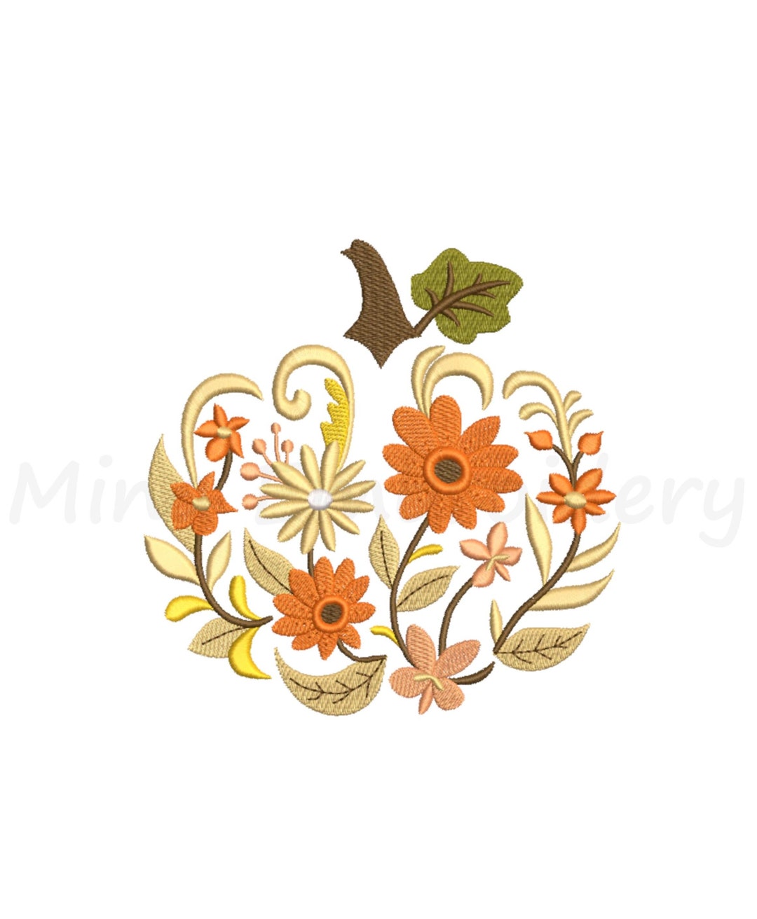 Floral Pumpkin Embroidery Design, Autumn Embroidery Design, Machine ...