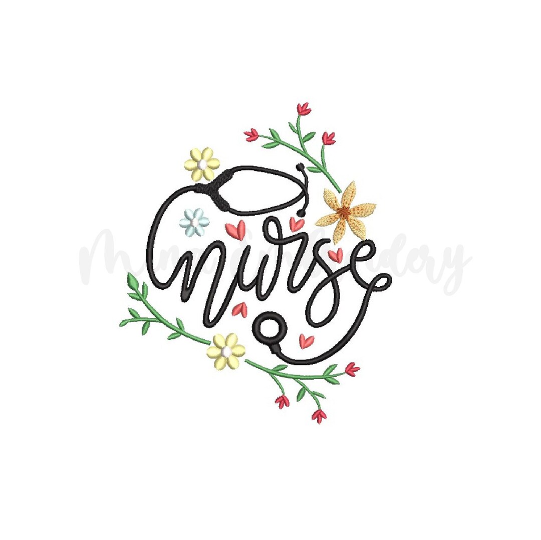 Nurse Flower Embroidery Design, Machine Embroidery Design, 4 Sizes ...