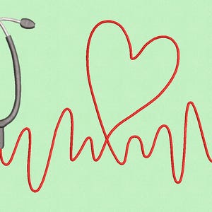 Stethoscope Heart Embroidery Design, Machine Embroidery Design, 6 Sizes ...