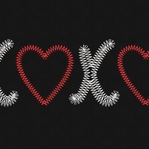 XOXO Embroidery Design, Valentine's Day Embroidery Design, Heart Design ...
