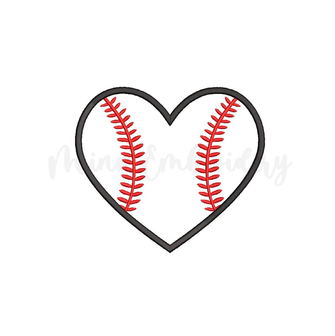 Baseball Heart Embroidery Design, Sport Embroidery Design, Machine ...