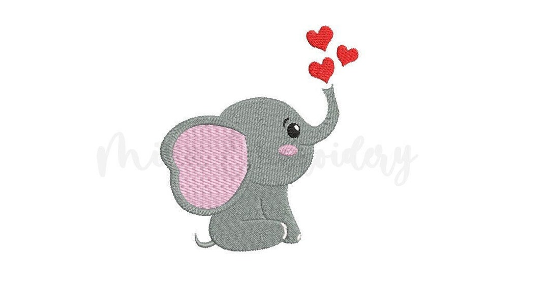 Cute Baby Elephant Embroidery Design, Animal Embroidery Design, Machine ...