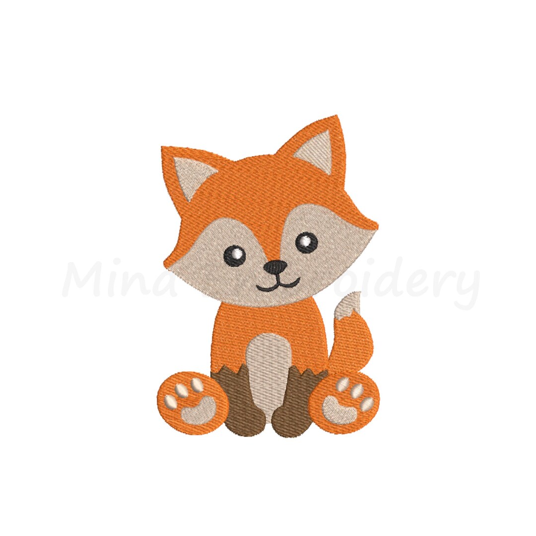 Cute Baby Fox Embroidery Design, Animal Embroidery Design, Machine ...